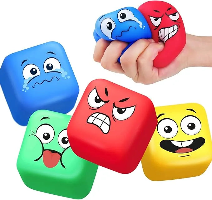KLT Stress Balls Fidget Toys for Kids: 4 Pack Squeeze Stress Cube for ...