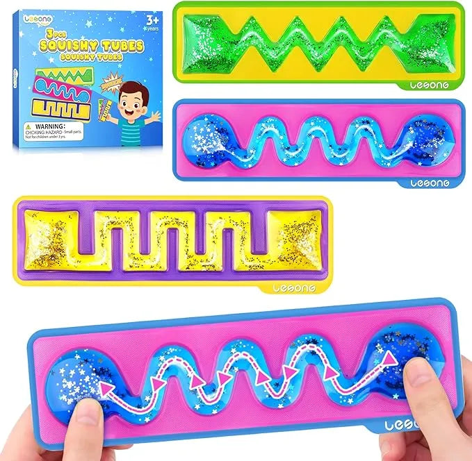 LESONG 3 Pack Sensory Fidget Toys Filled with Colorful Goo Squishy Sen ...